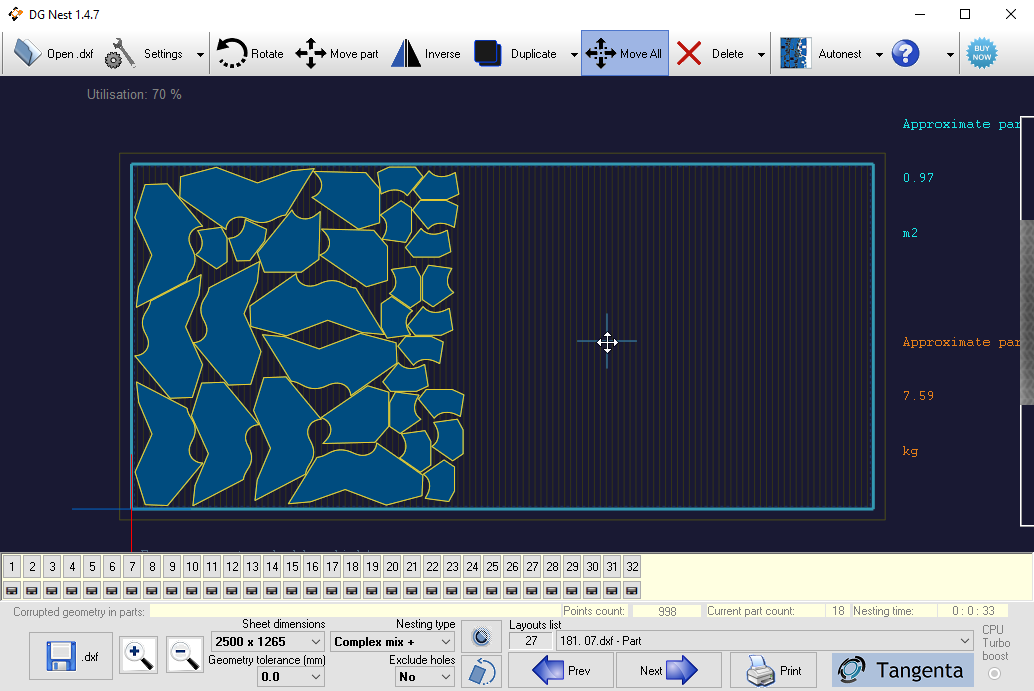 TANGENTA Software – Automatic Nesting, Unfolding 3D to 2D CAD software