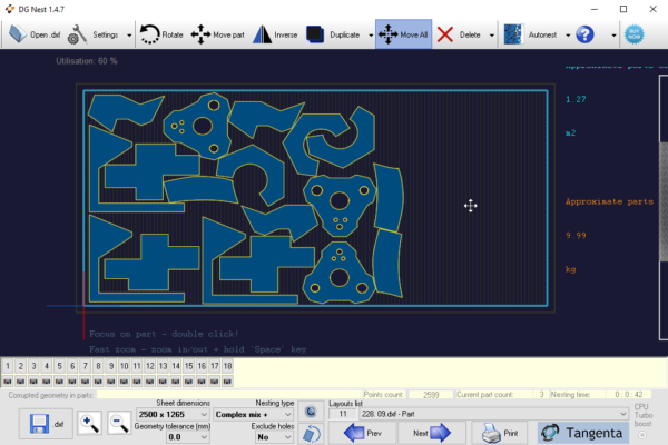 TANGENTA Software – Automatic Nesting, Unfolding 3D to 2D CAD software