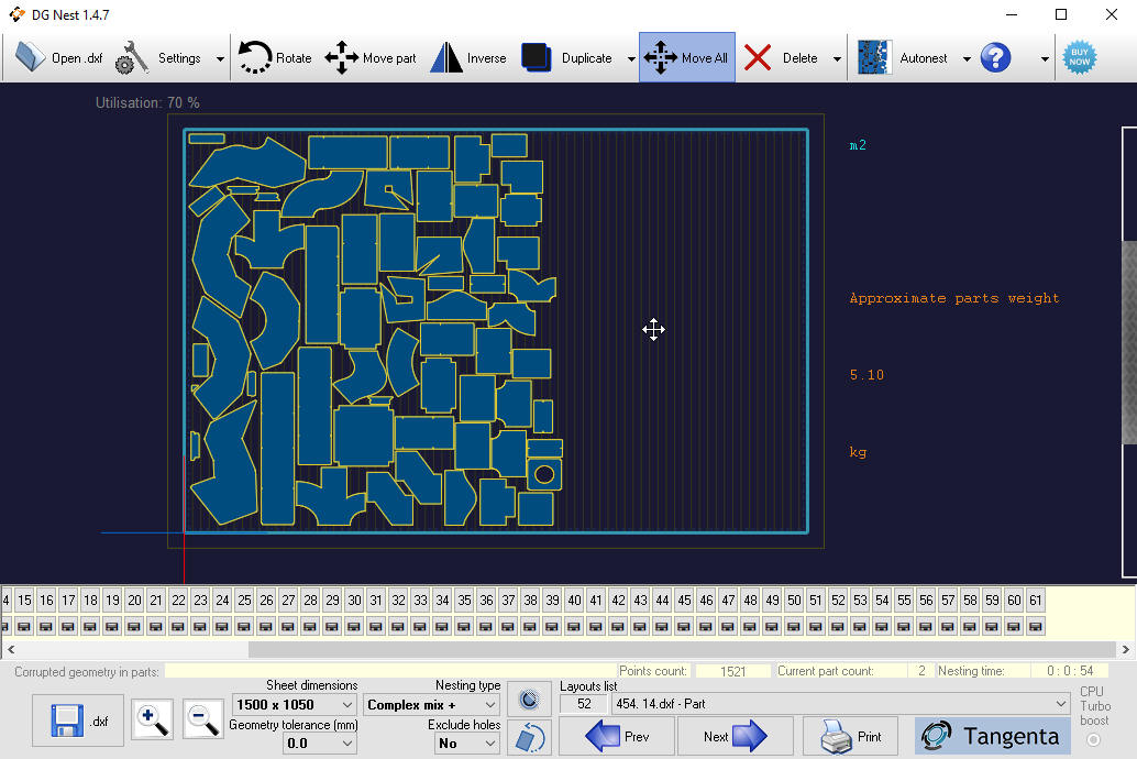 TANGENTA Software – Automatic Nesting, Unfolding 3D to 2D CAD software