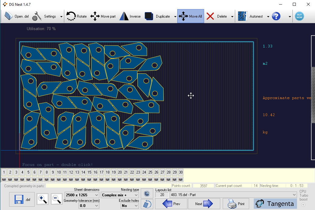 TANGENTA Software – Automatic Nesting, Unfolding 3D to 2D CAD software